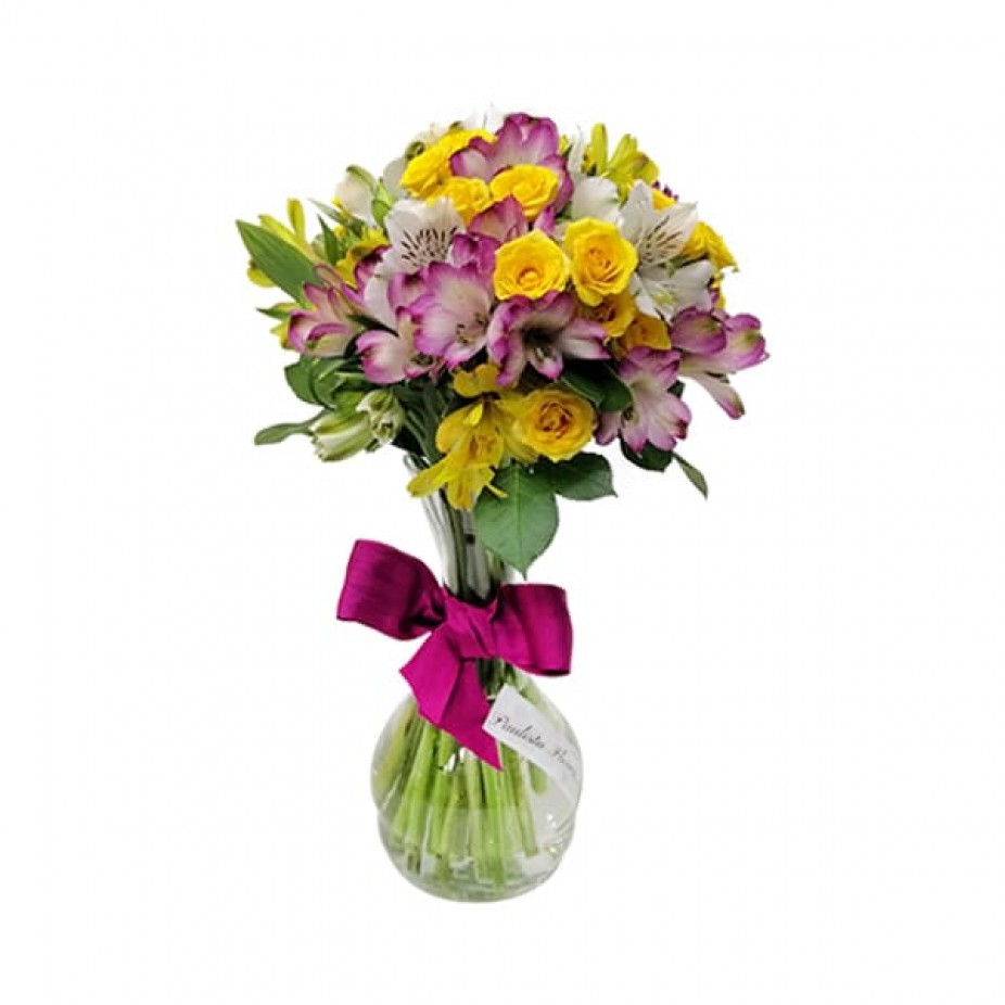 Astromelias And Mini Roses Arrangement